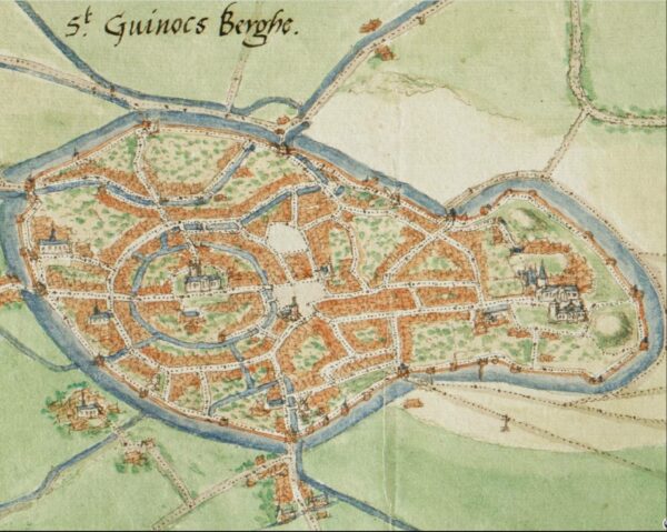 Bergues – Carte de la ville par Jacob van Deventer (1550) – Westhoekpedia